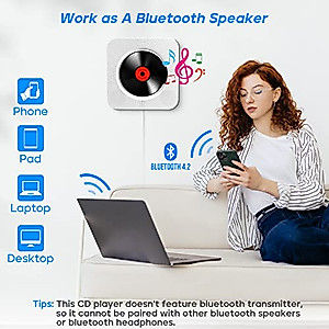 Wall CD Player,Upgraded(KC809),ROADOM CD Players for Home,Bluetooth Speakers & FM Radio with LCD Screen,Wall Mounted CD Player with IR Remote Control, Supports CD/Bluetooth/FM Radio/U Disk/SD Card/AUX