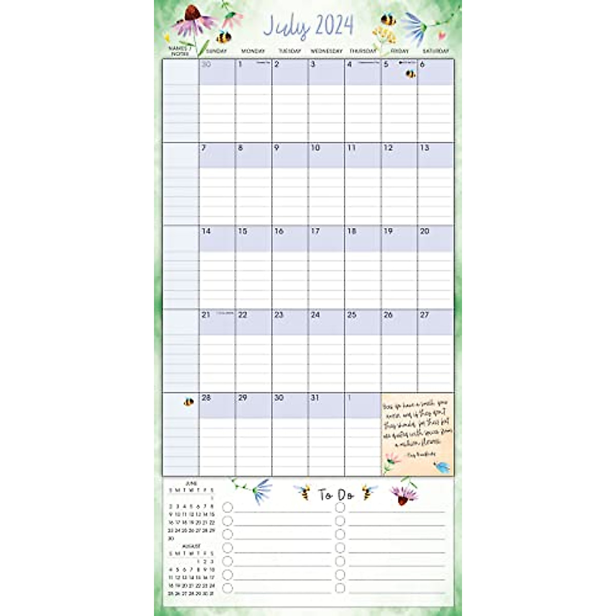 2024 Family Planner, 17-Month Calendar Planner: August 2023 - December 2024, 12" x 12" - The Busy Bee
