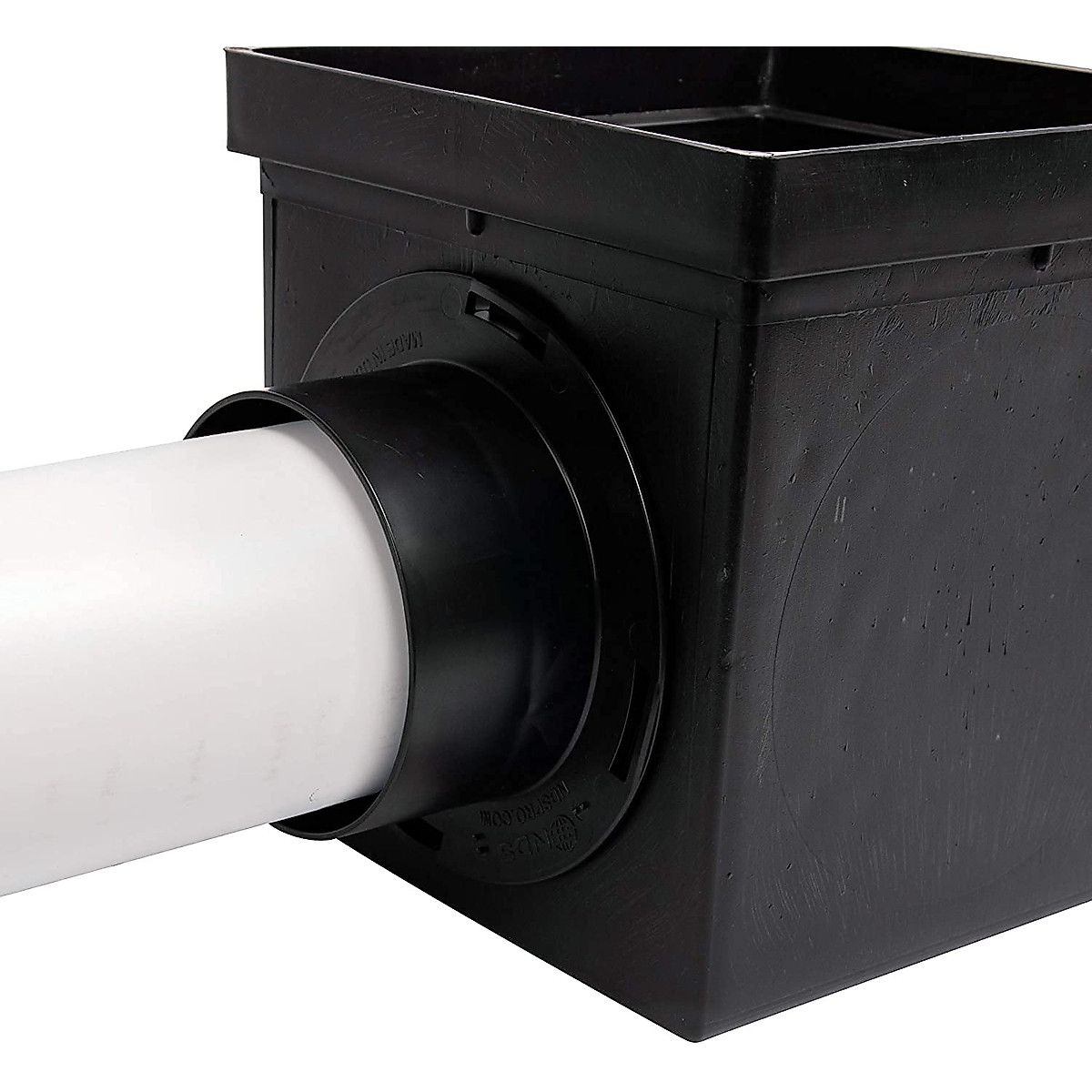 NDS 900BKITRTL1PK Square Kit with 2-Opening Catch Basin, 2 Adapters, 1 Outlet Plug, and 1 Plastic Drain Grate, 9-Inch, for Lawns, Landscaped Areas, Black