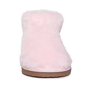 Lucky Brand Girls Plush Bootie Slippers, Fuzzy Rubber Sole Bedroom Slipper Booties, Little Kids Cozy Fluffy House Shoes Boots, Pink, Size 2-3