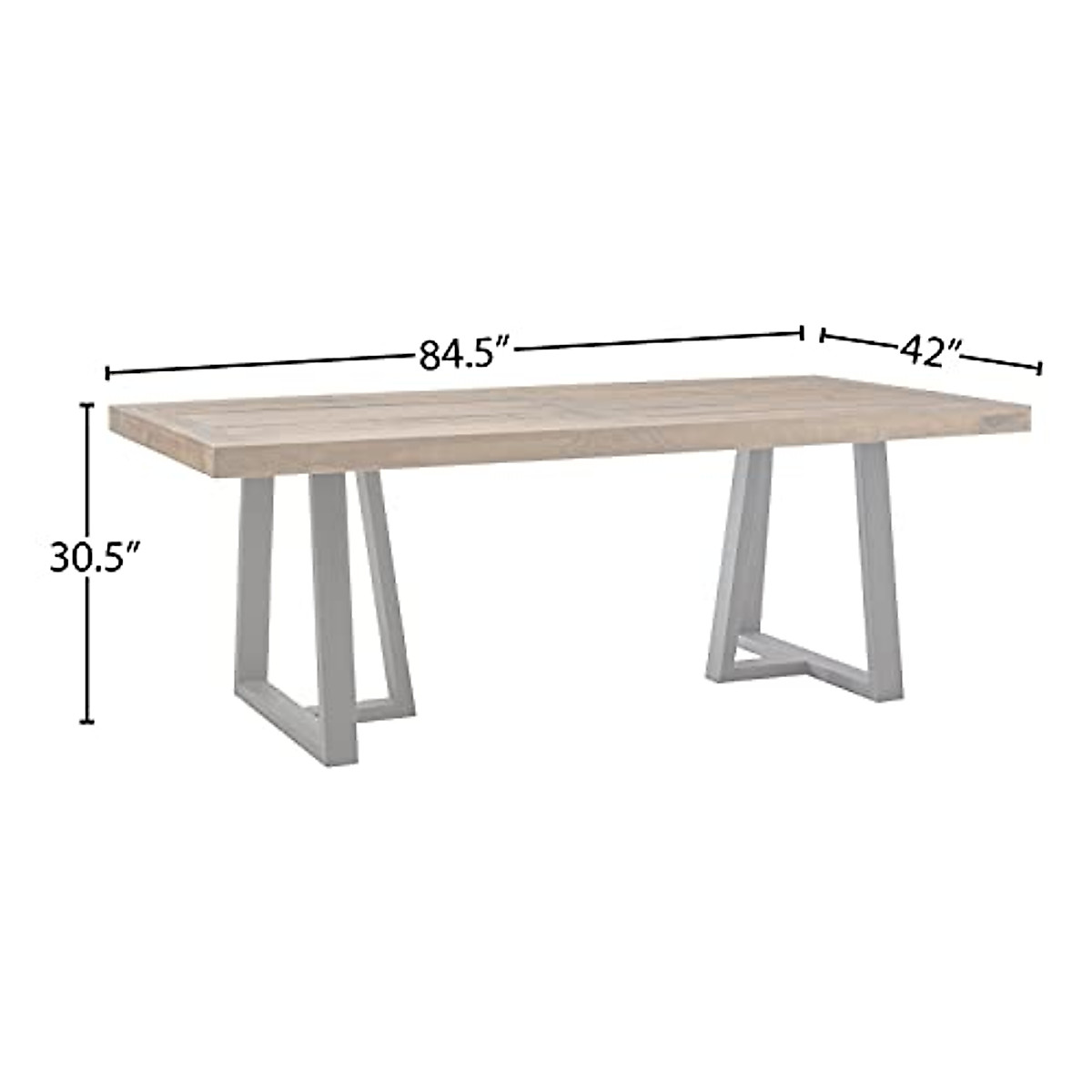 Alpine Furniture Prairie Dining Table, 84" W x 42" D x 30" H, Reclaimed Natural and Black Finish