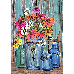 Farm Fresh Flowers Spring Garden Flag Mason Jars 18" x 12.5" Briarwood Lane