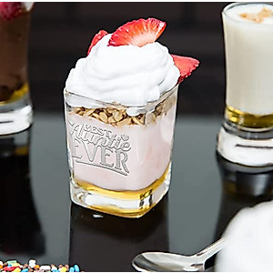 Aunt Gift Idea Best Auntie Ever 2oz Red Colored Square Shot Glasses Set of 2 Etched Party Favors Cool Birthday Gifts for Auntie, Her, Sister, Women