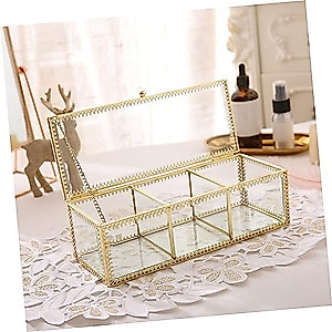 Holibanna Box Jewelry Storage Box Compartment Makeup Case Jewelry Display Boxes Tea Holder for Tea Bags Organizer Jewelry Storage Organizer Drawer Organizer with Lid Glass Jewelry Box Office