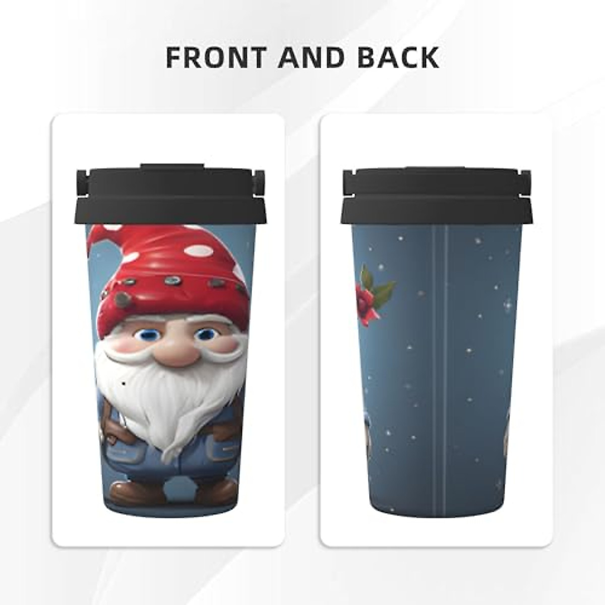 Insulated Coffee Mug Cute Gnome 17oz Double Wall Vacuum Stainless Steel Tumbler With Leak-Proof Lid And Handle, Cute Travel Thermos Mug For Cold Hot Drinks