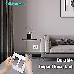 CML Screwless Decorator Wall Plate, 2 Gang Outlet Covers, 4 Pack Decorative Light Switch Plates, Hidden Screw Smooth Face, Standard Size 4.68”X 4.72”, Impact Resistant, White