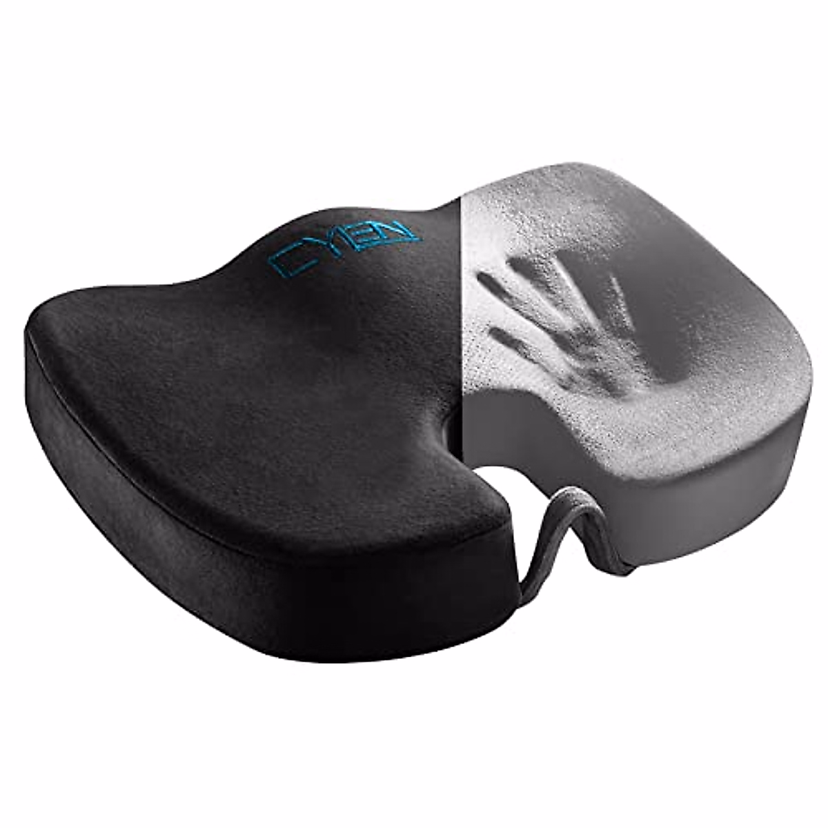 CYLEN Home-Memory Foam Bamboo Charcoal Infused Ventilated Orthopedic Seat Cushion for Car and Wheel Chair - Washable & Breathable Cover (Black)