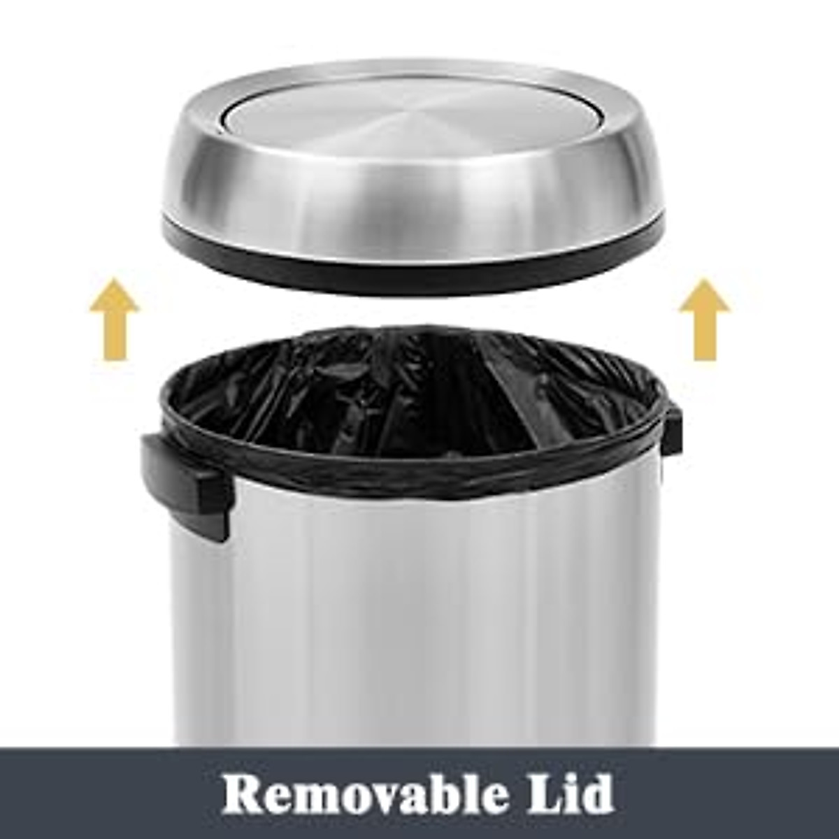 GlowSol 17 Gallon Large Capacity Kitchen Trash Can with Swing Lid, Commercial Trash Can, Heavy Duty Brushed Stainless Steel Garbage Can, 65 Liter, Suitable for Kitchen Outdoor Office