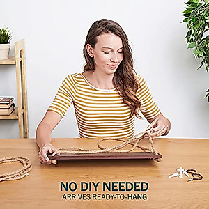 HomeBuddy Hanging Shelves - Adjustable Hanging Shelf, Wall Hanging Decor Set of 2, Lightweight, Premium Wooden Shelf from Bamboo, Hanging Plant Shelf for Bedroom and Living Room