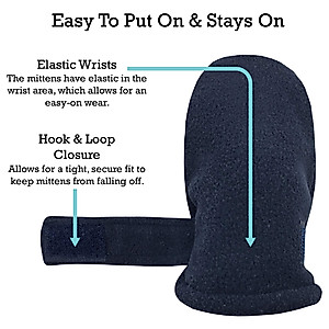 N'Ice Caps Baby Toddler Mittens Kids 2 Pairs Fleece Gloves Winter Warm Sherpa Lined Pack (Black/Navy Pack - Infant No Thumbs, 6-18 Months)