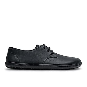 Vivobarefoot Ra III, Mens Leather Barefoot Oxford Lace Up Shoe Obsidian