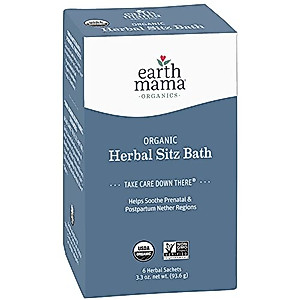 Organic Herbal Sitz Bath by Earth Mama | Soothing Perineal Soak for Pregnancy and Postpartum Care, 6-Count