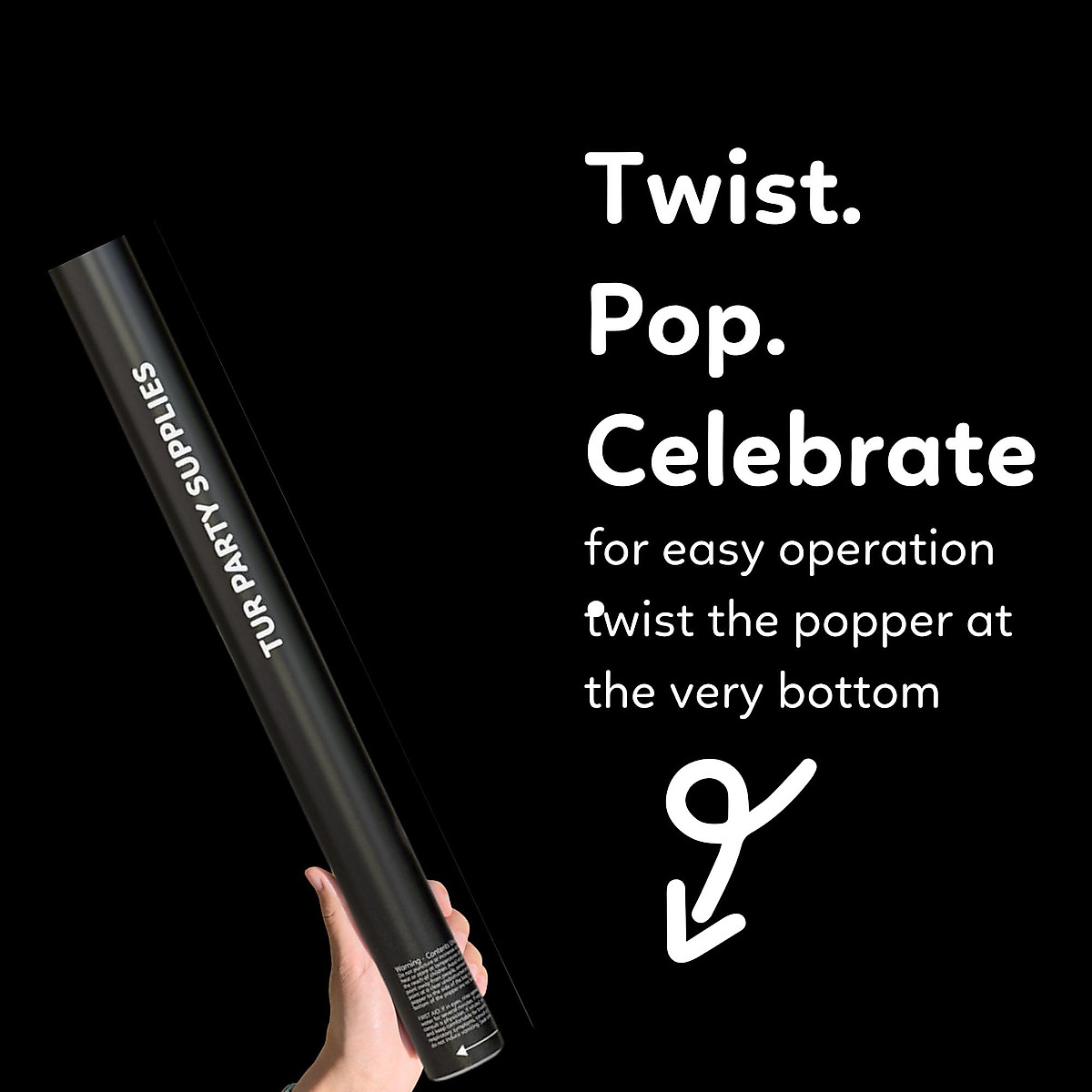 2 Pack X-Large Multicolor Biodegradable Confetti Cannon Confetti Poppers | Multicolor | TUR Party Supplies | Launches Up to 35ft | Jumbo (24 in) | Party Poppers for Graduation, Birthdays and Weddings.