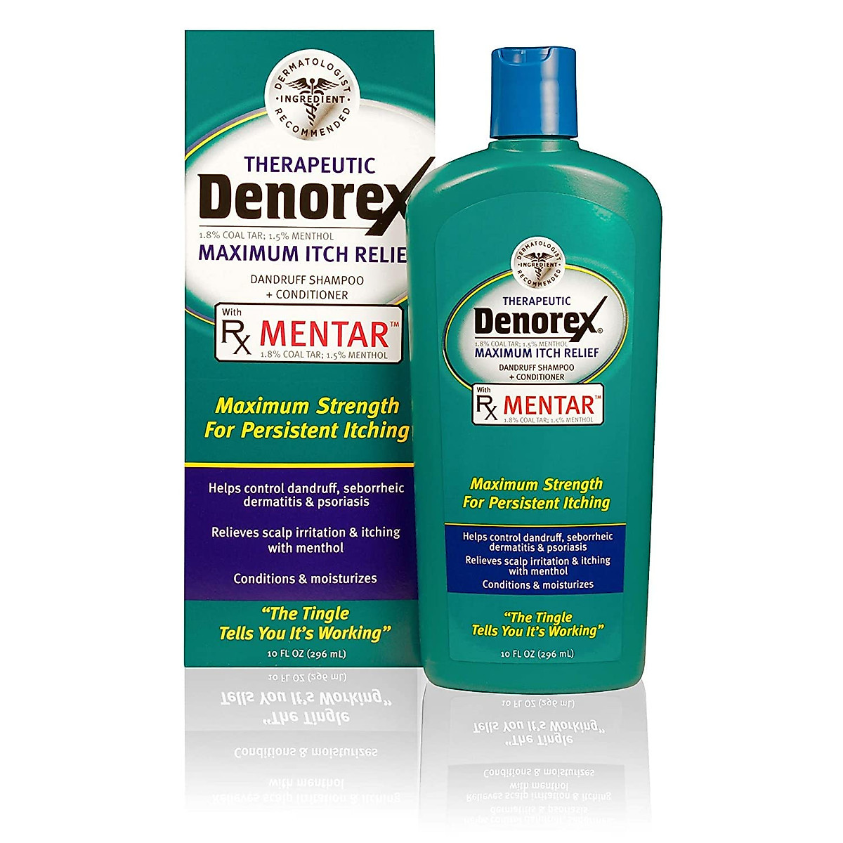 Denorex Dandruff Shampoo + Conditioner Maximum Itch Relief, 10 fl oz (Pack of 6)