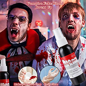 Go Ho Fake Blood,(1 oz)Fake Blood Spray,Halloween Fake Blood Washable,Eye Blood Drops,Blood Splatter for Clothes,Halloween Zombie Monster Vampire Blood Costume Cosplay Makeup,1PC