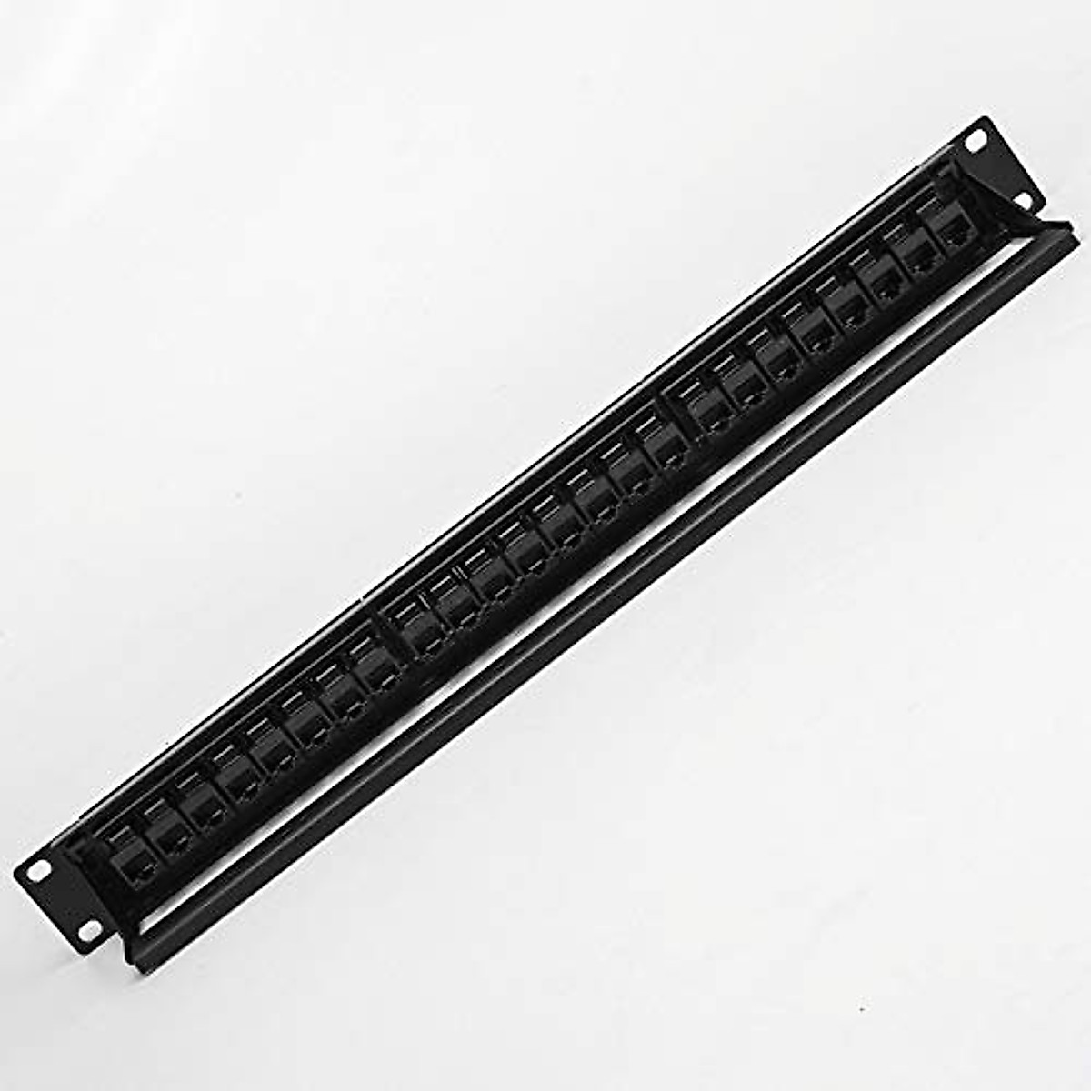 Essenc 19Inch 1U Cabinet Rack Pass-Through 24 Port CAT6 Patch Panel RJ45 Cable Jack Modular Frame