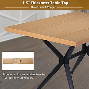 LUCKYERMORE 48 X 30 Inch Dining Table for 4-6 Persons, Wood Kitchen Table with 1.5" Thickness Tabletop and Solid Metal Legs, Rectangular Modern Coffee Table for Dining Room, Living Room, Cafe, Bar