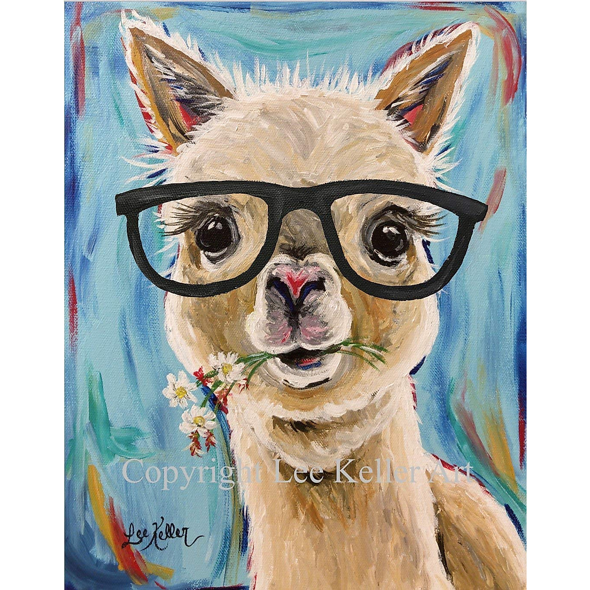 Alpaca Art Print - Alpaca Decor - Alpaca with Glasses Art - Gifts for Alpaca Lovers - Cute Alpaca Print - Alpaca Gifts - Alpaca Wall Art - Llama Art Alpaca Art from Lee Keller, Hippie Hound Studios