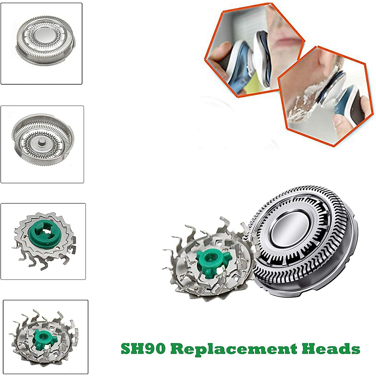 𝙐𝙥𝙜𝙧𝙖𝙙𝙚𝙙 SH90 Replacement Head for Phi-lips No-relco, Shaver Heads Blades Cutter Compatible with Phillips No-relco SH90/62 Series 9000 Series 8000 S8950 S9000 S9311 S9321 S9511 S9531 S9721