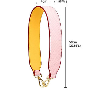 Purse Straps Replacement PU Leather Handbags Strap Shoulder Bag Straps Phone Pendant (Pink Serpentine - Yellow)