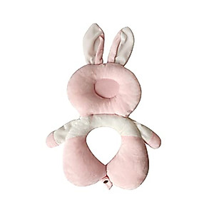 Wedfull Baby Support Pillow, Cartoon Baby Travel Pillow Carseat Head Support for Newborn 0 3 6 9 12 Months, Soft Plush Toddler Neck Pillow for Car Stroller Pushchair, Bunny