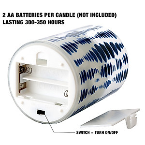 Eywamage Flameless Candles in Blue Glass Jar, Flickering LED Pillar Candles with Remote Set of 3