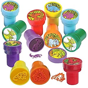 ArtCreativity Dinosaur Stampers for Kids, Pack of 24, Pre-Inked Dino Stampers for Children, Dinosaur Birthday Party Supplies and Favors, Piñata Fillers, Arts n Crafts, Assignment Stamps for Teachers