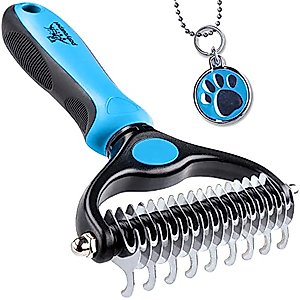 Pat Your Pet Deshedding Brush - Double-Sided Undercoat Rake for Dogs & Cats - Shedding Comb and Dematting Tool for Grooming, Extra Wide