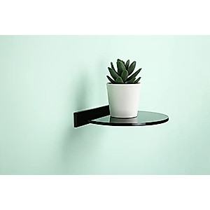 iobiotio Small Acrylic Floating Shelves, Funk Pop Display Shelf, Circle Self Adhesive Wall Shelves, Mini Collectibles Toy Organizers Storage Sticky Shelves, Acrylic, 15cm, Black, 3 Pack