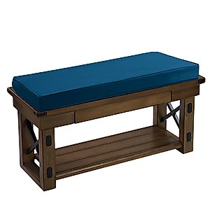 Sweet Home Collection Patio Furniture Cushions Outdoor Bench Loveseat Waterproof Lounge Seat Pad Premium Comfortable Thick Fiber Fill Tufted 42" x 18", 1 Count (Pack of 1), Teal