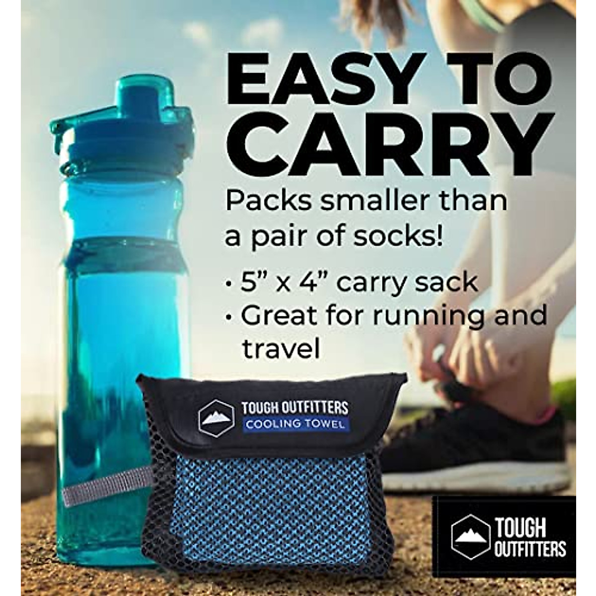 Tough Outdoors Cooling Towels (38.5"x12") - Cooling Towels for Neck & Face, Cooling Neck Wraps - Ice Towel & Sweat Rag for Camping, Gym, Yoga & Sports