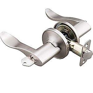 EZ-FLO 57854 Reversible Wave Entry Door Lever Lockset, Satin Nickel
