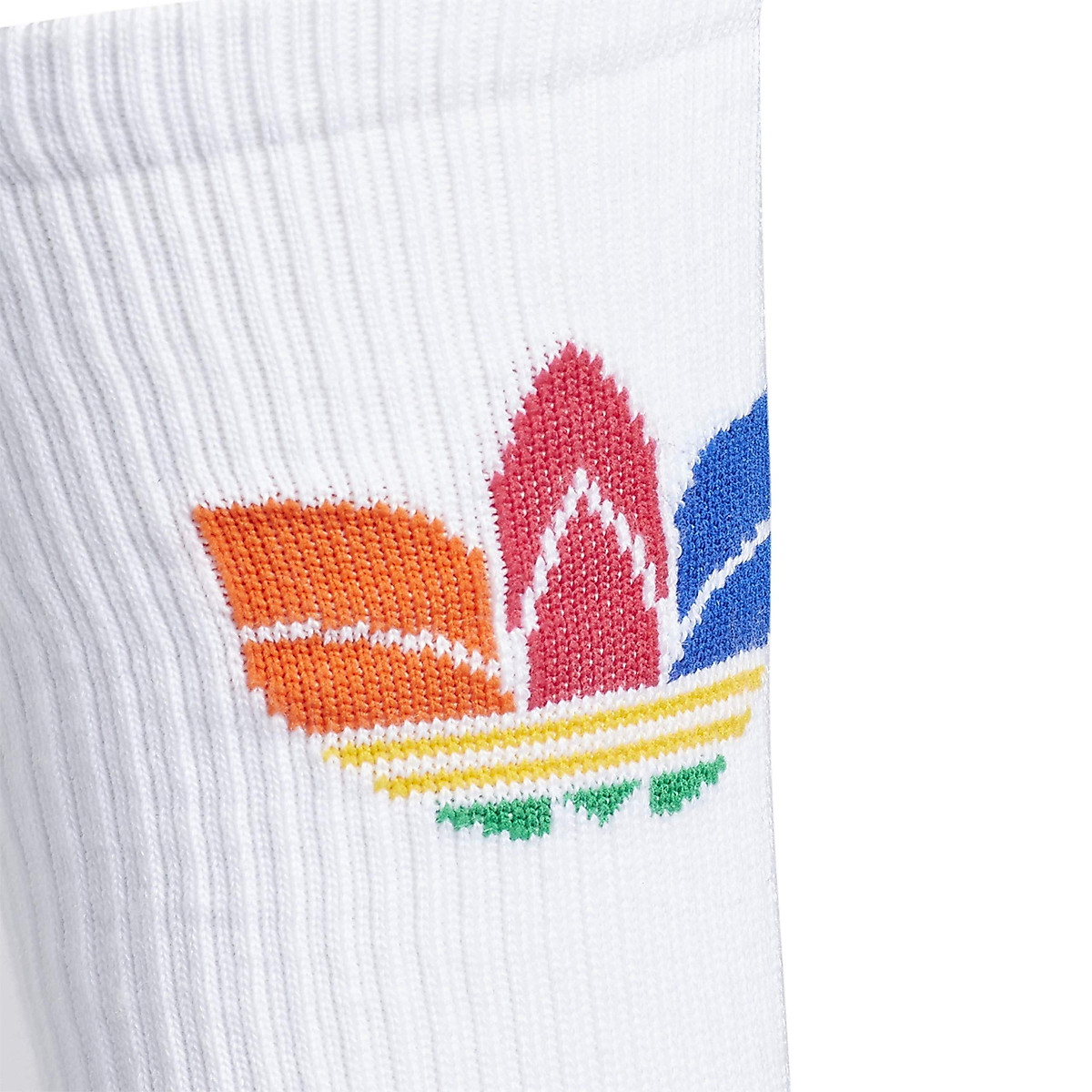 adidas Originals Mixed Graphics Cushioned Crew Socks (3-Pair) -Discontinued, White/Black/Energy Orange, Large