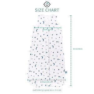 TADO MUSLIN Toddler Sleep Sack for 2-4T Baby, Organic Cotton Wearable Blanket for Boys and Girls 0.5 TOG 2-Way Zipper Soft 4 Layers X-Large Star Moon