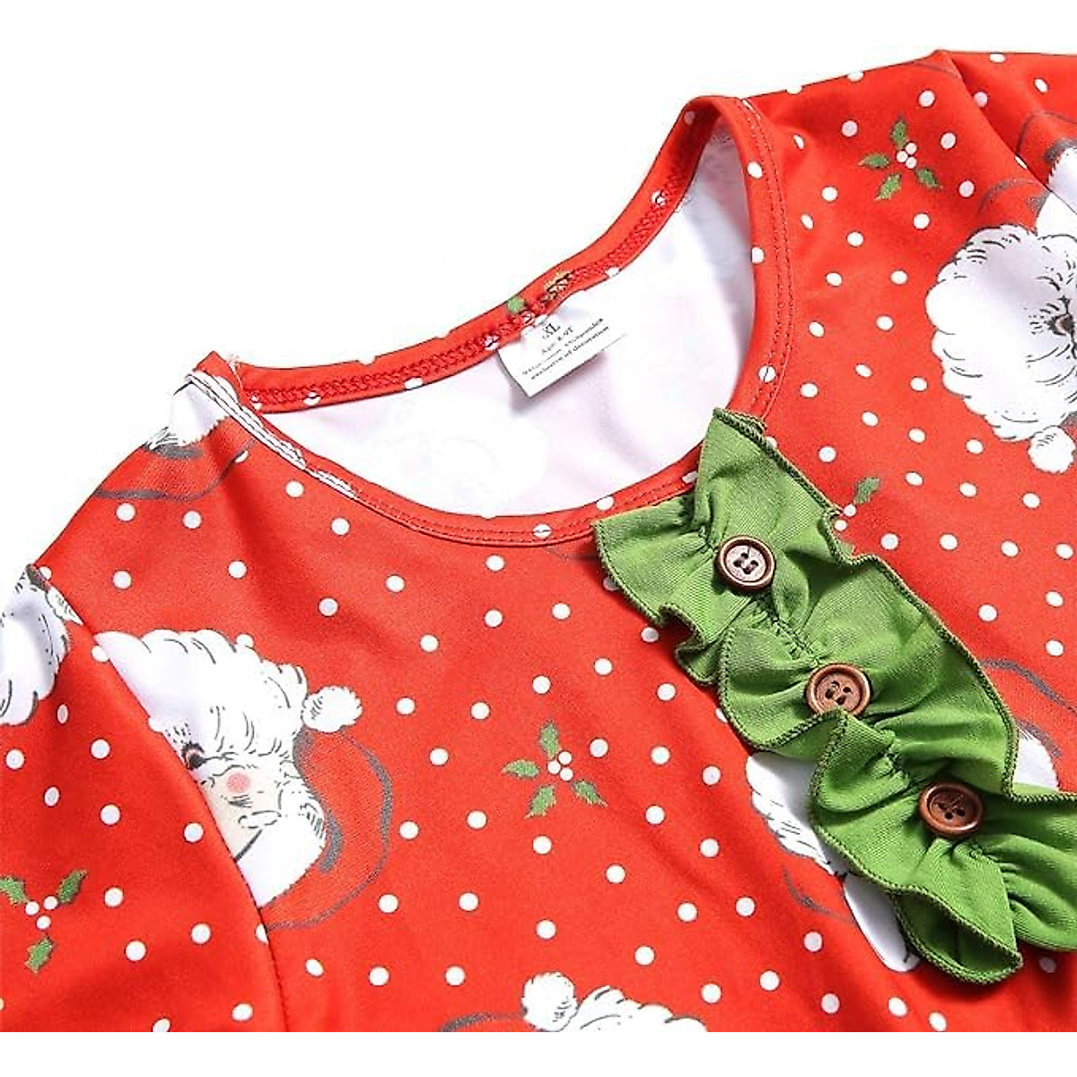 U / N Girls'Christmas Sleepwear Soft Cotton Santa Claus, Red, 5-6 Years