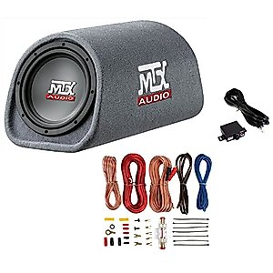 MTX AUDIO RT8PT 8" 240W Enclosure Amplified Vented Tube Box Car Loaded Subwoofer & Soundstorm AKS8 8 Gauge Car Amplifier Amp Complete Wiring Kit