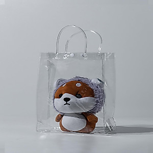 OfficeCastle 5 Pack Medium Clear Gift Bags, 8x3.1x8 Inches Clear Bags with Handles, Reusable Shopping Bags for Wedding, Baby Shower, Party Favor (20x8x20cm)