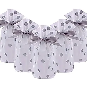 Enjonar 24pcs Treat Bags Party Favor Bags Silver Gift Bags Plastic Drawstring Bags Candy Bags Goodies Bags Gift Wrapping Bags