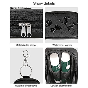 Meiiy Chapstick Holder Bag Small Lip Balm Sleeve Pouch Lipstick Portable Storage Bag Lip Gloss Case With Hook Accessories Gift for Women (balck)