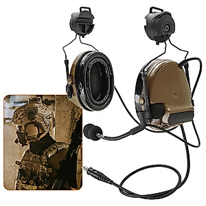 HEARFALCOM Comta III Tactical Headset Helmet ARC Rail Adapter Bracket Version Noise Cancelling Pickup Shooting Headset for Airsoft Sports CB