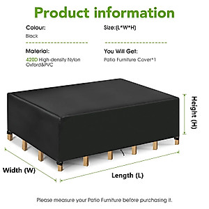 PDSYCB Rectangular Outdoor Furniture Covers Waterproof 95''L x 55''W x 35''H/240x140x90cm, Patio Furniture Set Cover, Heavy Duty Outdoor Table Chair Sofa Covers, Protect Your Outdoor Furniture