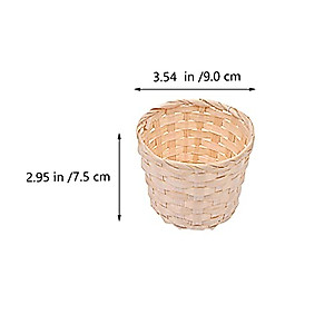 DOITOOL 5Pcs Mini Woven Baskets Without Handles, Miniature Flower Basket Dollhouse Picnic Basket Mini Wicker Basket for Fairy Garden Dollhouse Accessory, 9X9X7.5cm