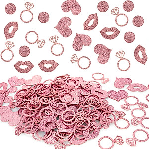 Grevosea 200Pcs Bachelorette Decorations Rose Gold Diamond Ring Confetti Engagement Party Decorations Glitter Bachelorette Rose Gold Confetti for Wedding Birthday Party Decoration