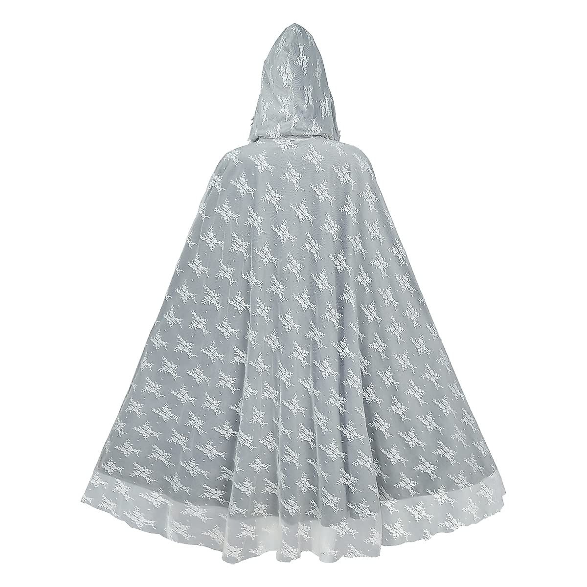 Mingyuezai Renaissance Hooded Cape Gothic Velvet Cloak Medieval Witch Capelet(Grey)