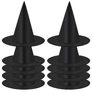 Elcoho 10 Pack Halloween Costume Witch Hat Halloween Costume Accessory for Holiday Halloween Party, Black