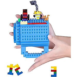 Gvendo Build-on Brick Coffee Mug,Novelty Funny DIY Coffee Cup with Building Blocks,Creative Water Coffee Cups Gifts for Birthday Christmas Kids Men Women (Blue)¡­
