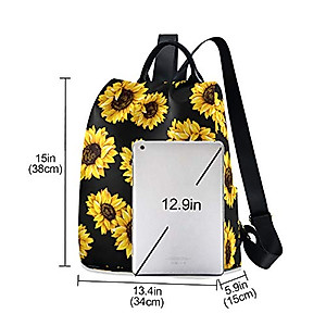 ALAZA Stylish Yellow Sunflower Backpack Purse with Adjustable Straps for Woman Ladies