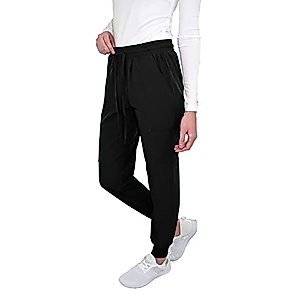 Green Town Women's Medical Nursing Jogger Scrub Pant GT Performance-Black-X-Large