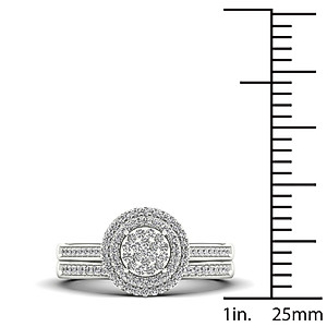 DZON Sterling Silver 1/3ct TDW Diamond Cluster BridalSet for Women(I-J, I2)