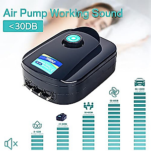 SUNWEN Aquarium Air Pump with Dual Outlet (4.5L/min, 12W), Ultra Quiet Aquarium Oxygen Fish Tank Oxygen Pump with Air Stone, Tube Check Valves and Airline Tubing for Aquarium, Fish Tank